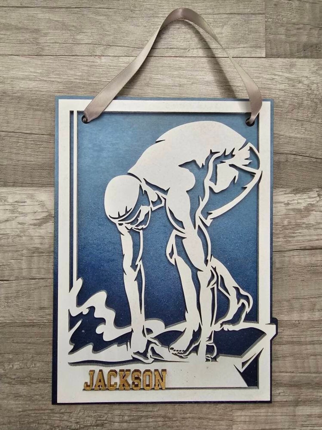 Personalized Swim Team Sign: Laser Cut Wood Diver Ornament - Etsy