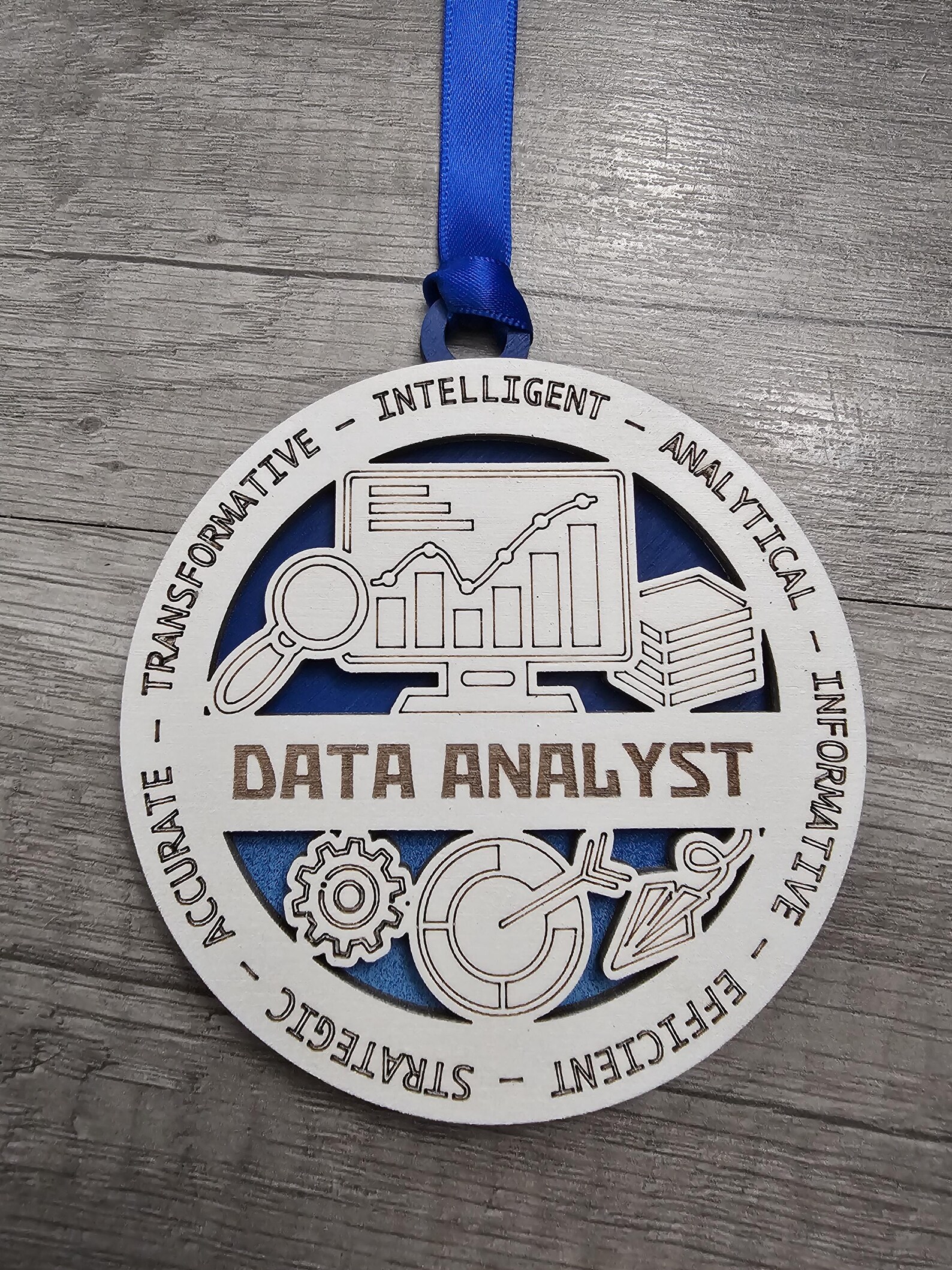 Personalized Data Analyst Ornament: Laser Cut Compass, Custom Colors - Etsy