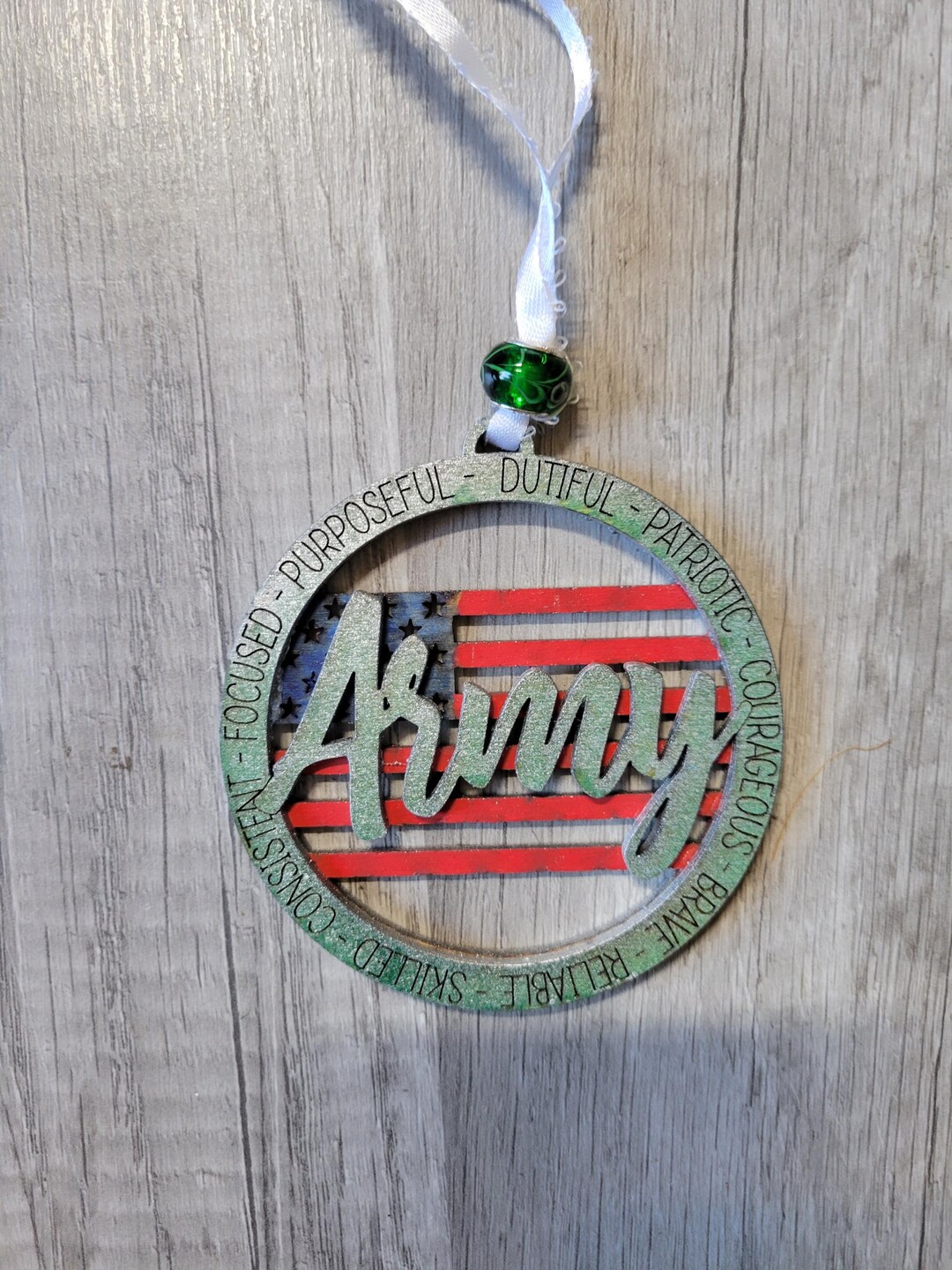 Laser Cut Army Christmas Ornament: Custom Colors and Text - Etsy