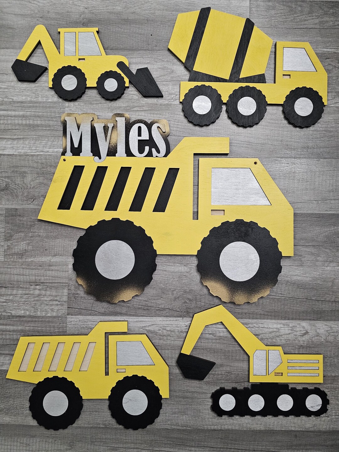 Personalized Construction Truck Nursery Sign: Laser Cut Wood Name Sign ...