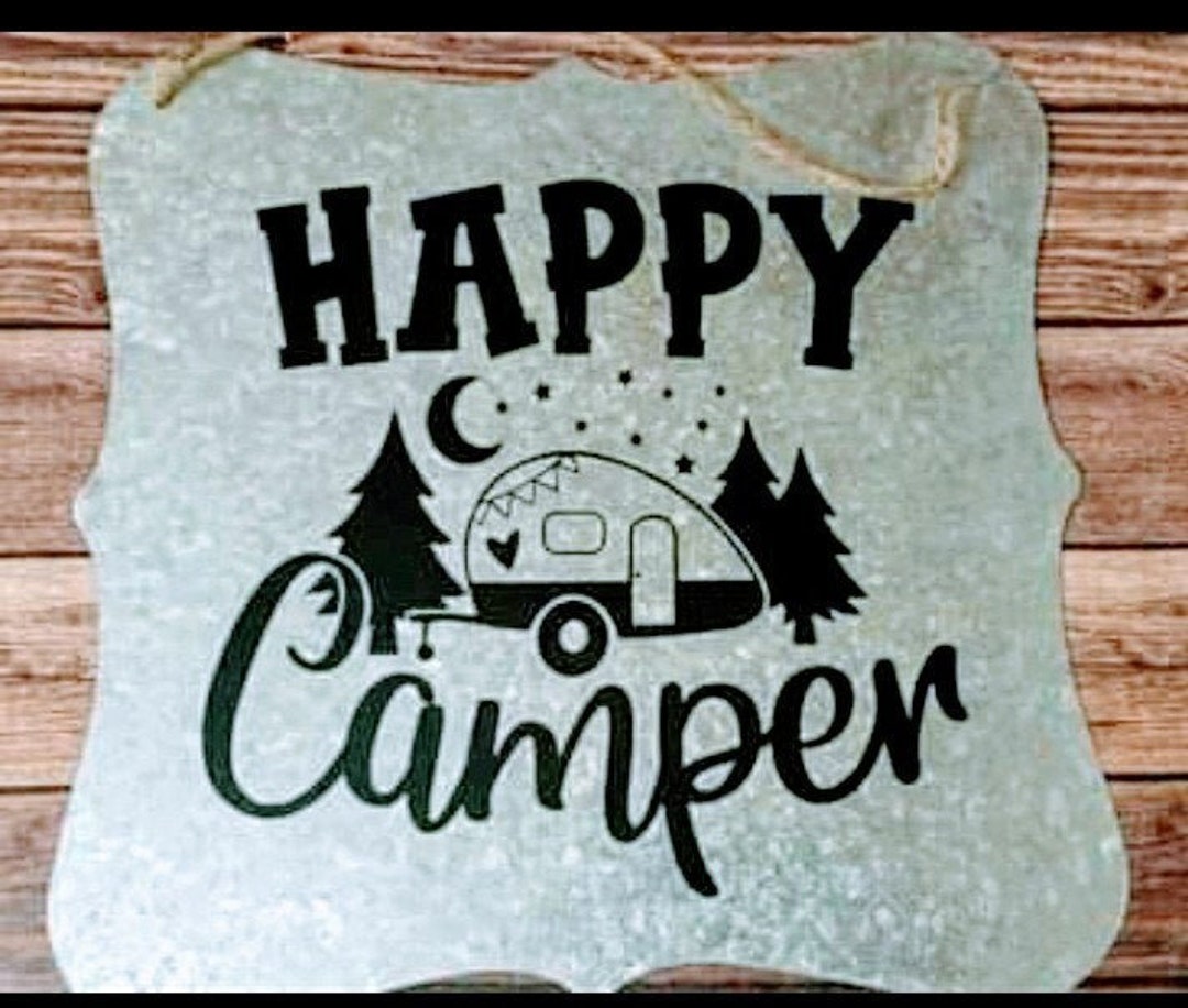 Happy Camper Large Metal Welcome Sign, Camping Sign, Welcome to Our ...