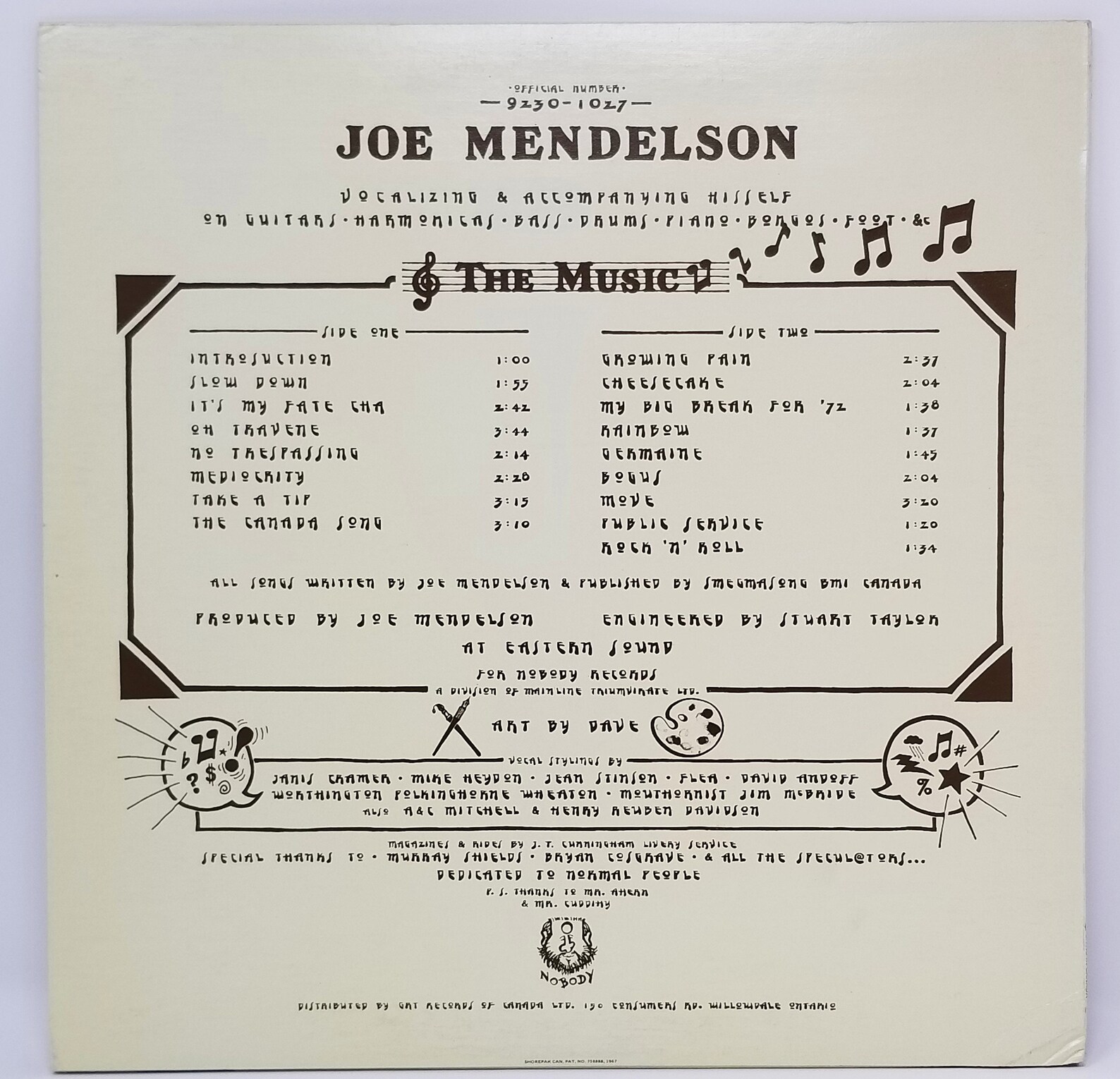 VINYL LP ROCK Canadiana...joe Mendelson mr. Middle of the Road 1972 - Etsy