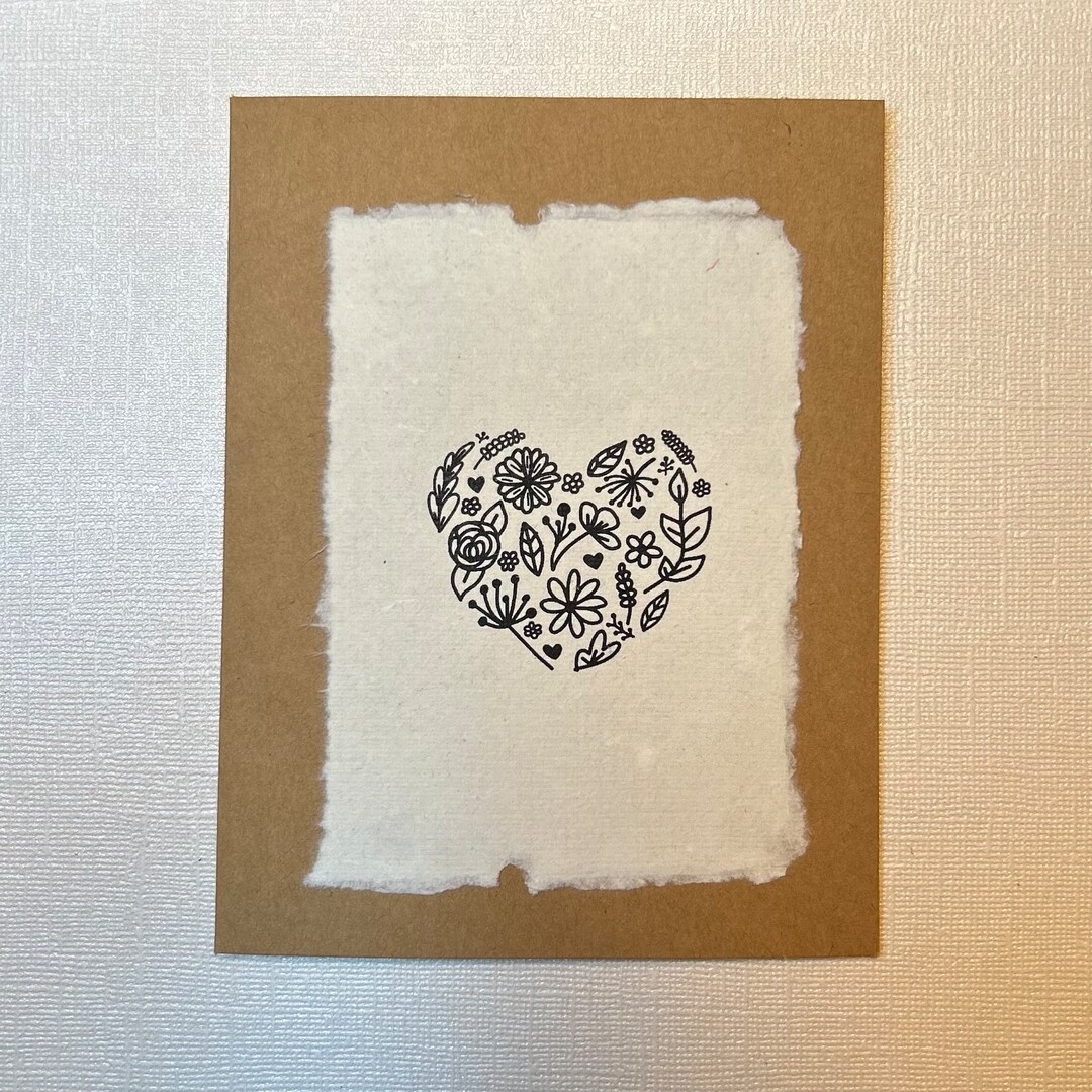 Floral Heart Blank Inside Card - Etsy