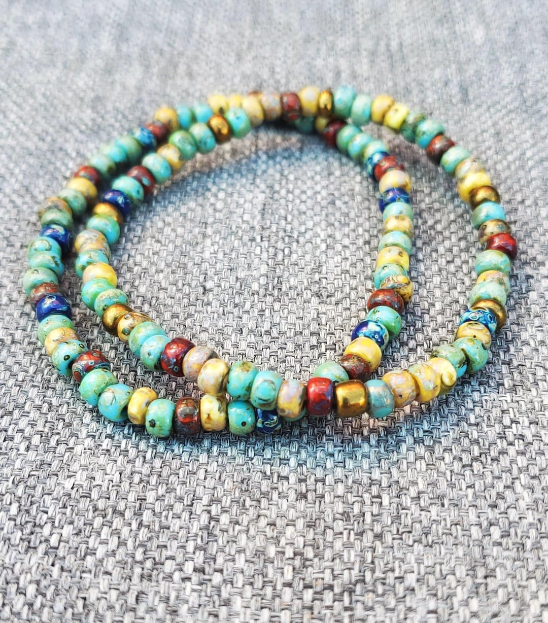 Single Strand Picasso Mixed Seed Bead Boho Bracelet - Multi Color - Etsy