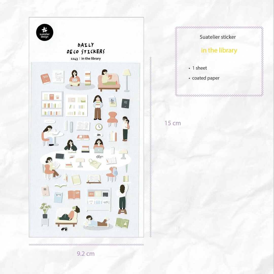 Suatelier Stickers | in the Library, Campus | 1 Sheet | Pour ...