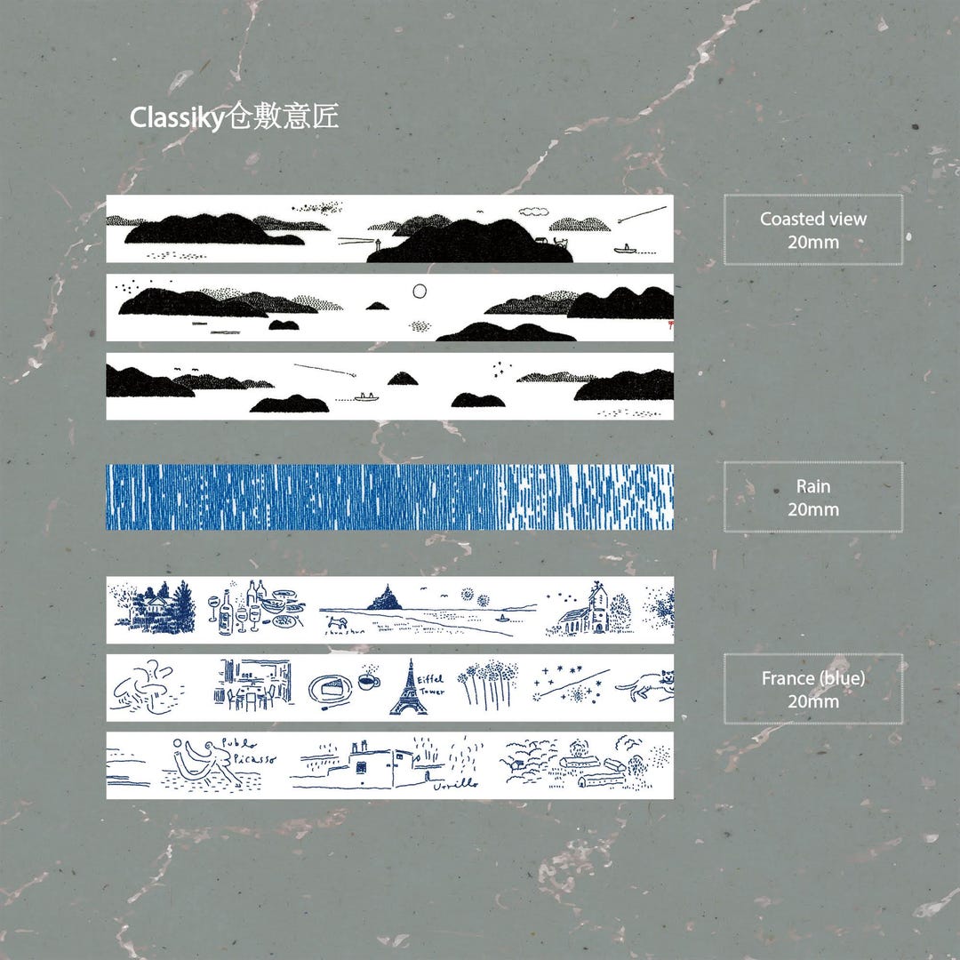 Masking Tape Samples | 1m | Coasted View, Rain, France | Classiky ...