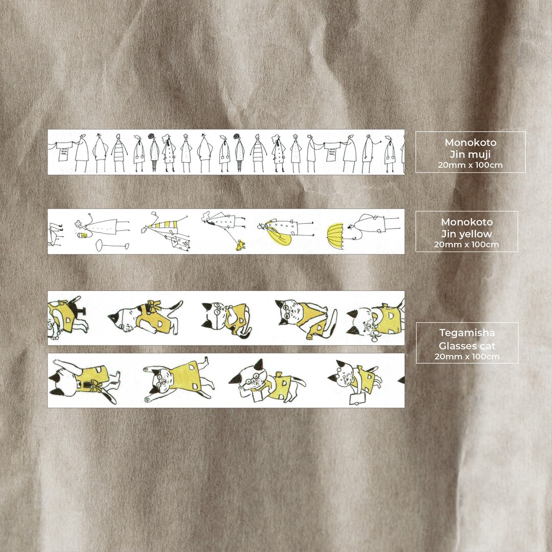 Masking Tape Samples | 1m | Jin Muji, Jin Yellow, Glasses Cat ...