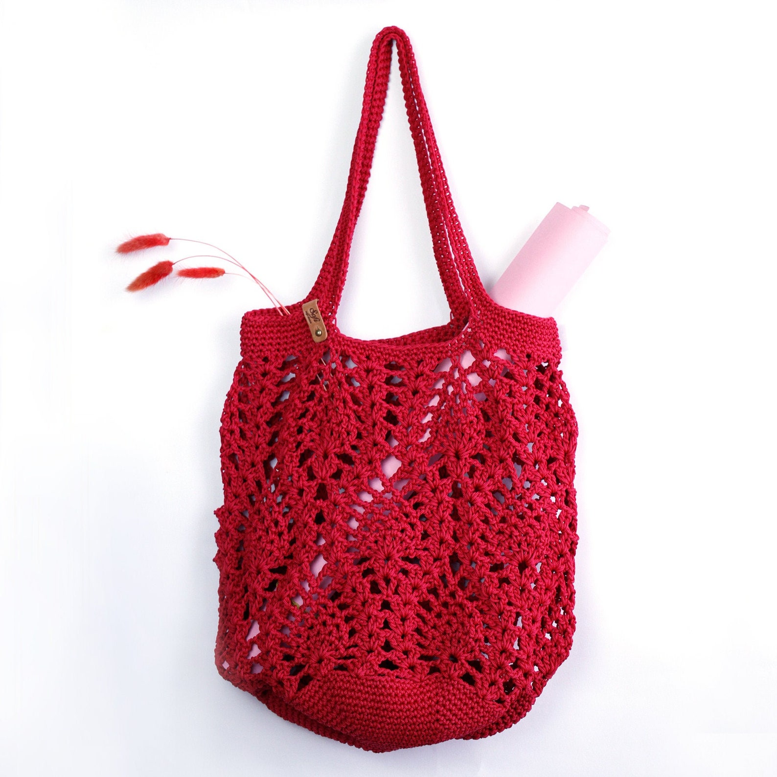 Red Crochet Shoulder Bag Crochet Lace Bag - Etsy