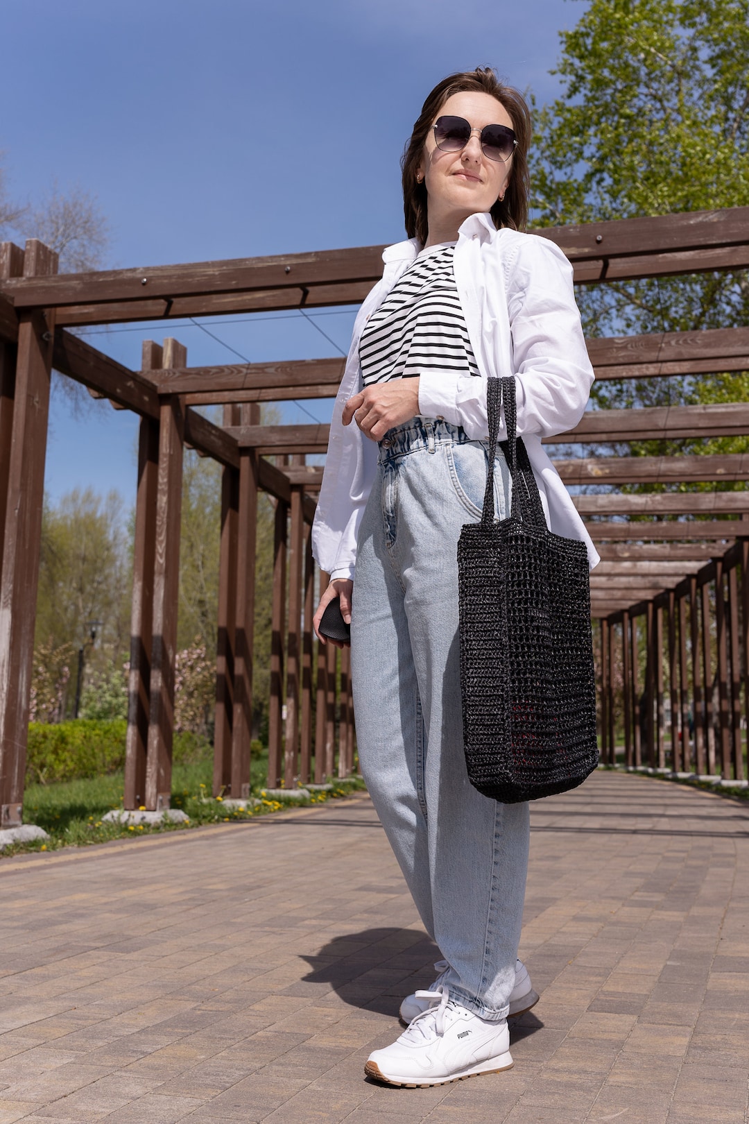 Crochet Raffia Shoulder Bag Black Raffia Bag - Etsy