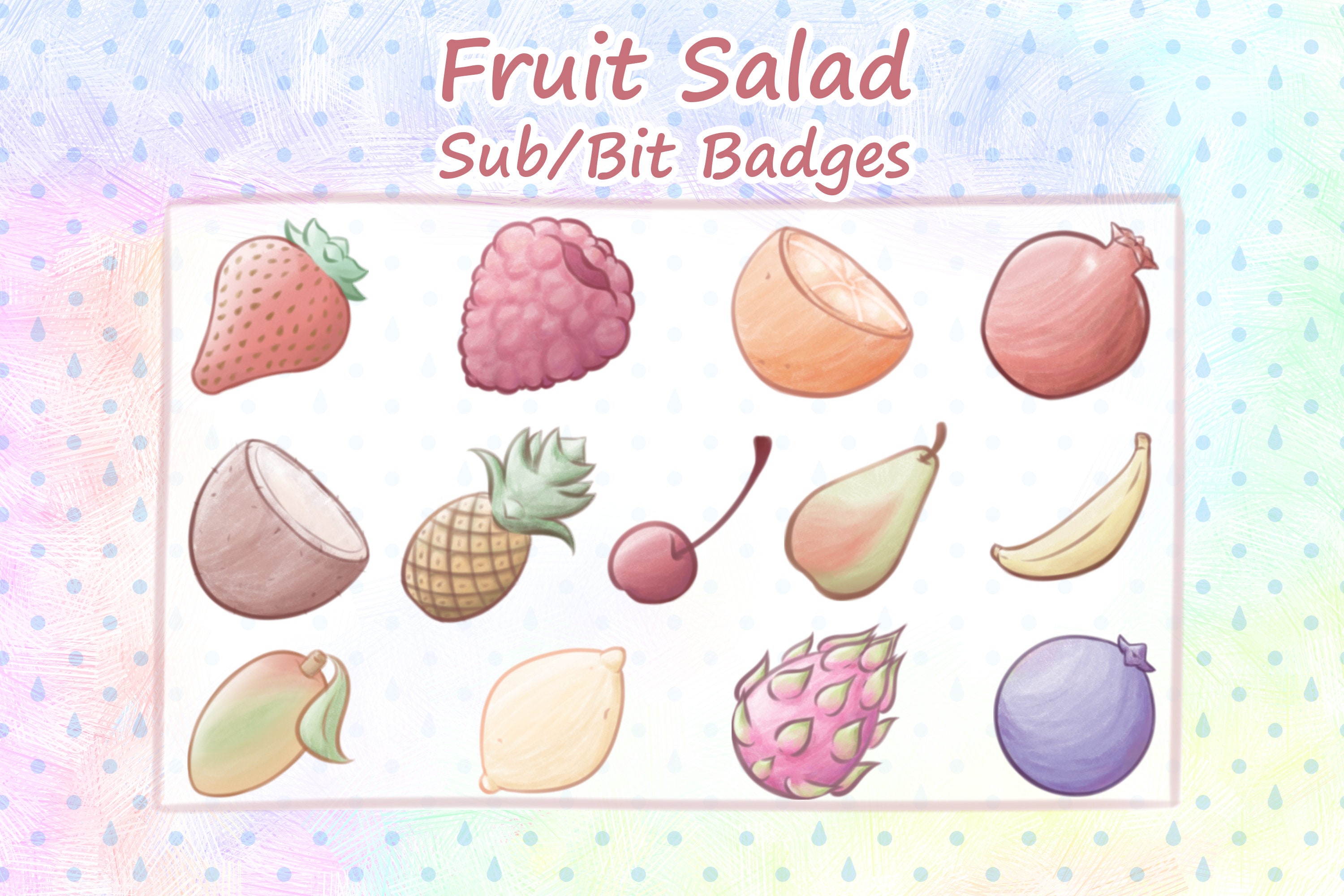 Fruit Subbadges / Bit Badges for Twitch Discord Youtube 13 Emote or ...