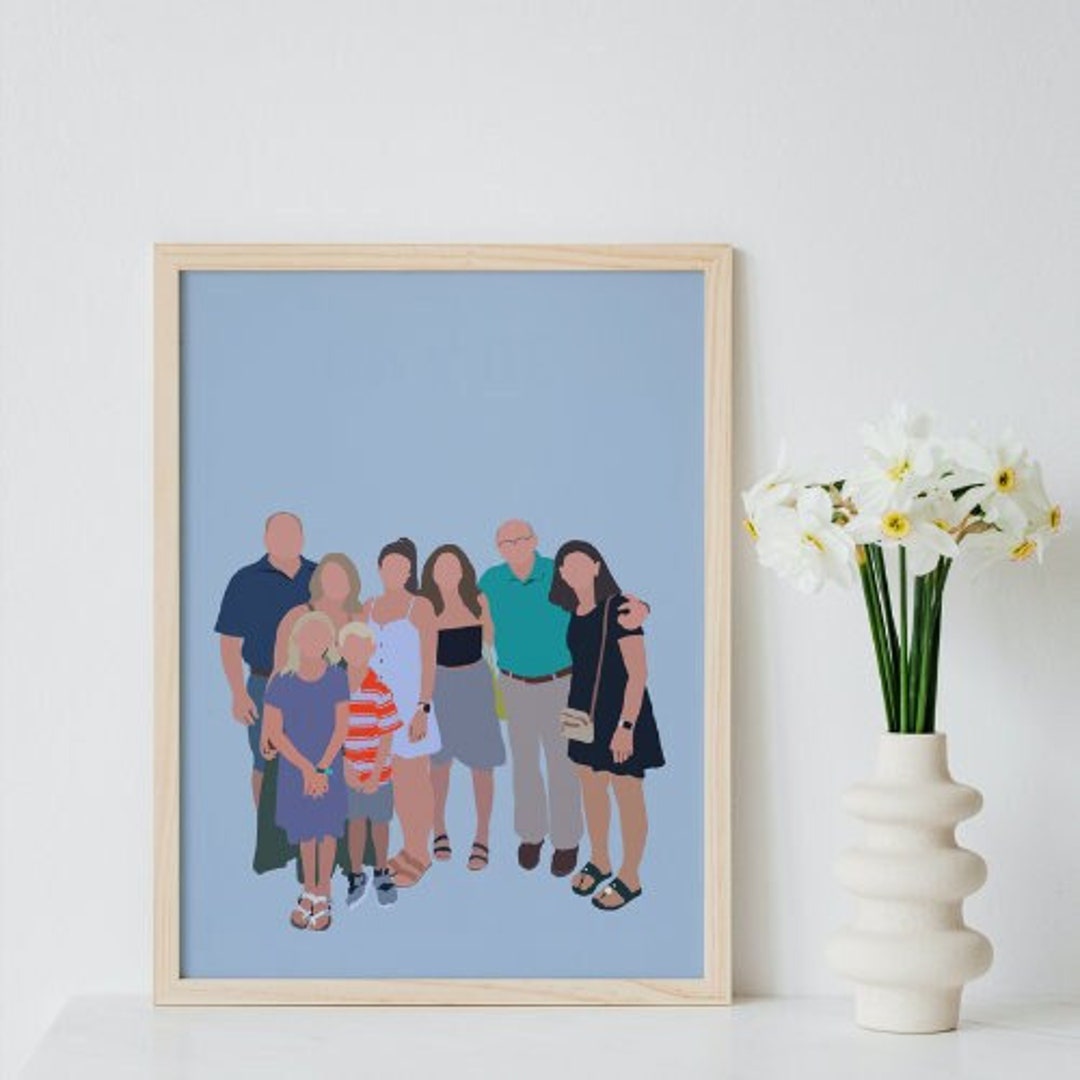 Custom Faceless Group Portrait: Personalized Digital Print (5+ People ...