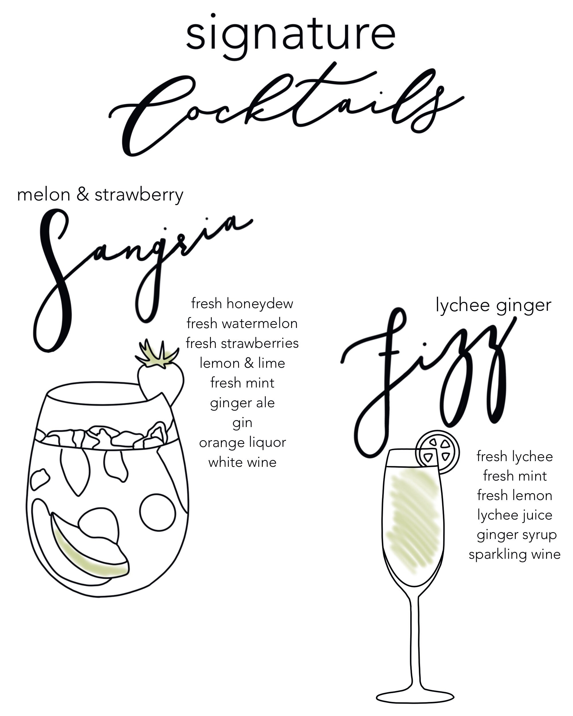 Custom Signature Cocktail Sign: Wedding Bar Menu (digital Downloads) - Etsy