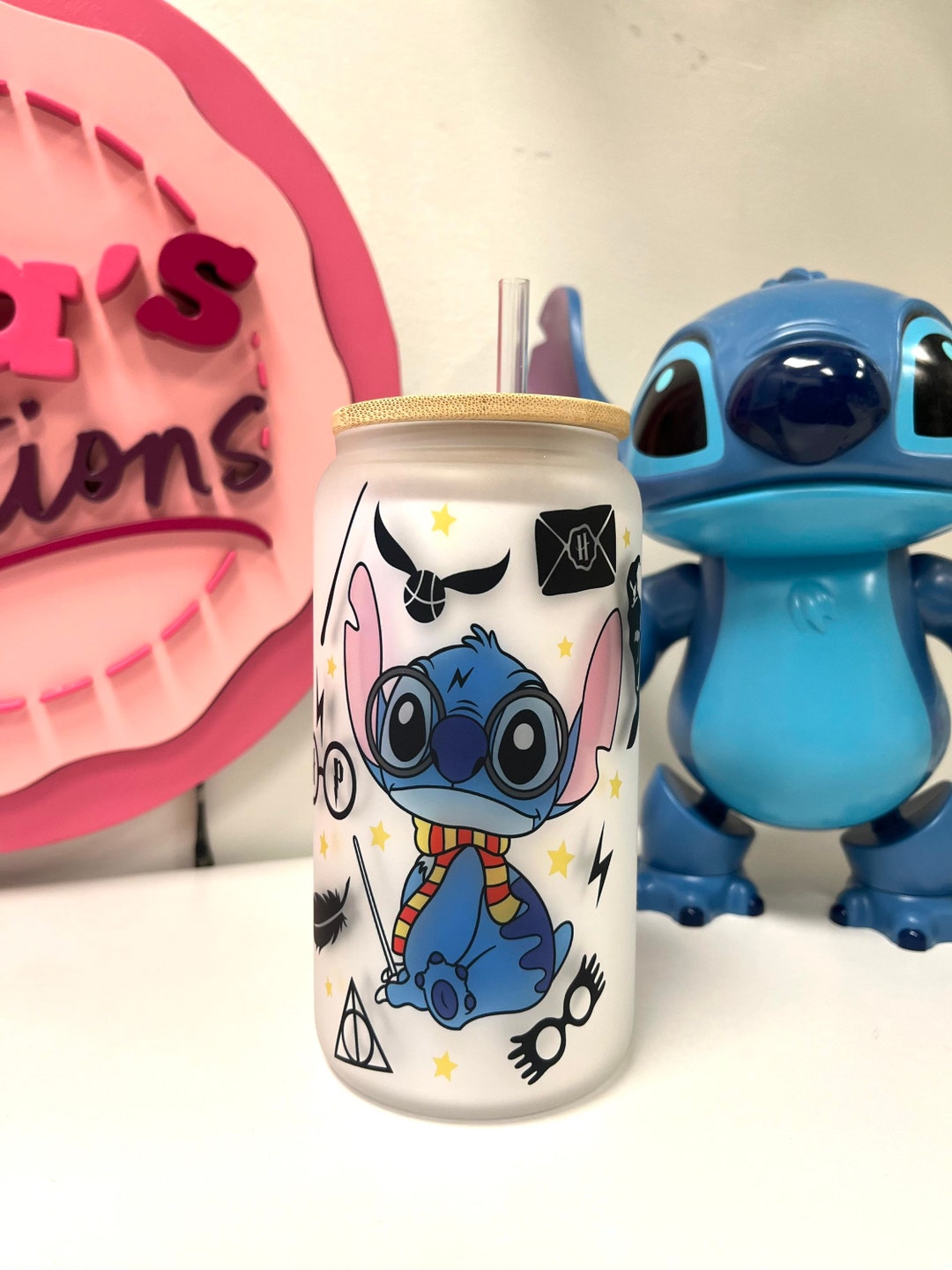 Stitch Wizard Frosted Glass Can, Stitch Magic Glass Can, Custom Stitch ...