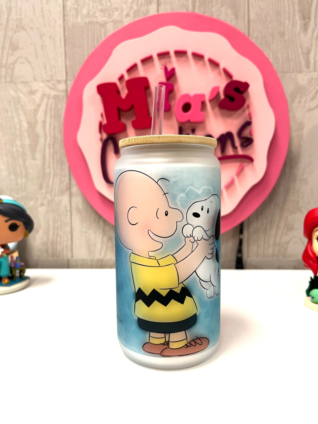 Snoopy Frosted Glass Can, Snoopy Glass Can, Snoopy Frosted Glass Can - Etsy