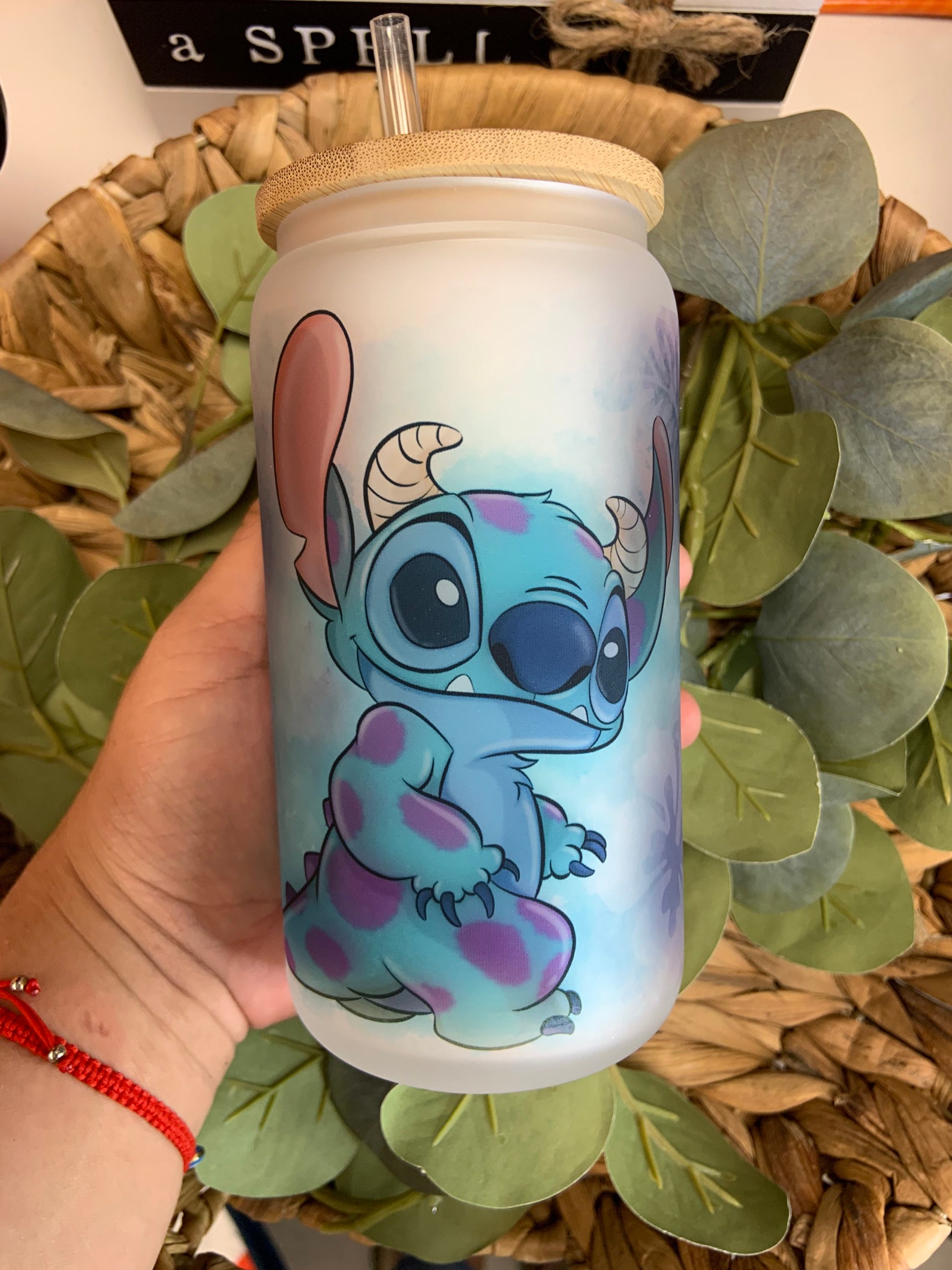 Sully y Stitch combinan vidrio esmerilado, lata de vidrio esmerilado ...