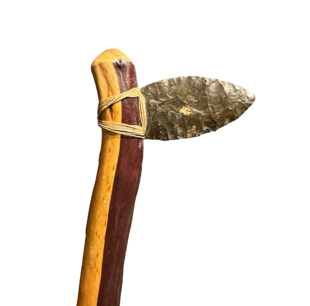 Vintage Handmade Native American Replica 20 Tomahawk Flint & Red ...