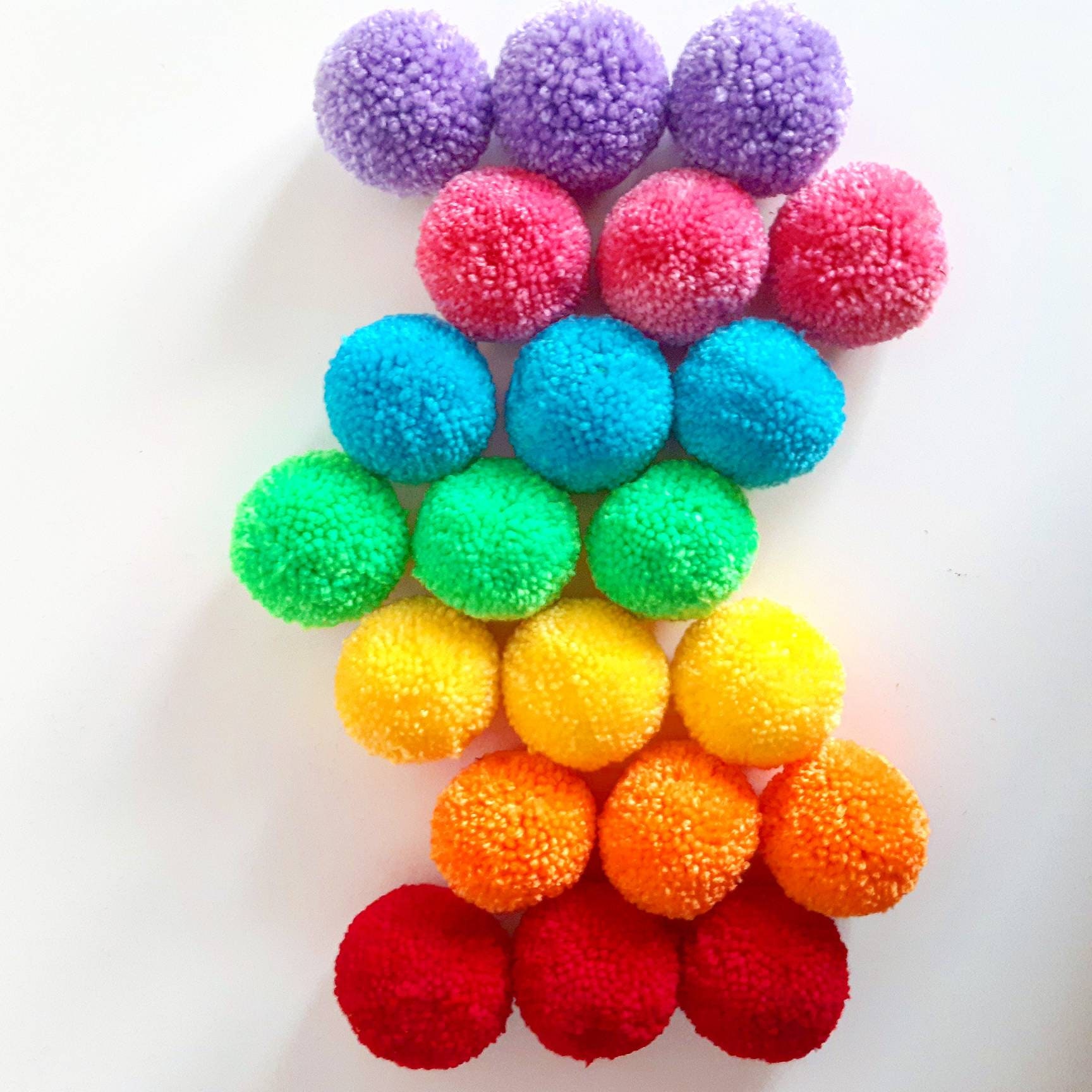 Rainbow Garland pompom medium pom poms rainbow wall decor | Etsy