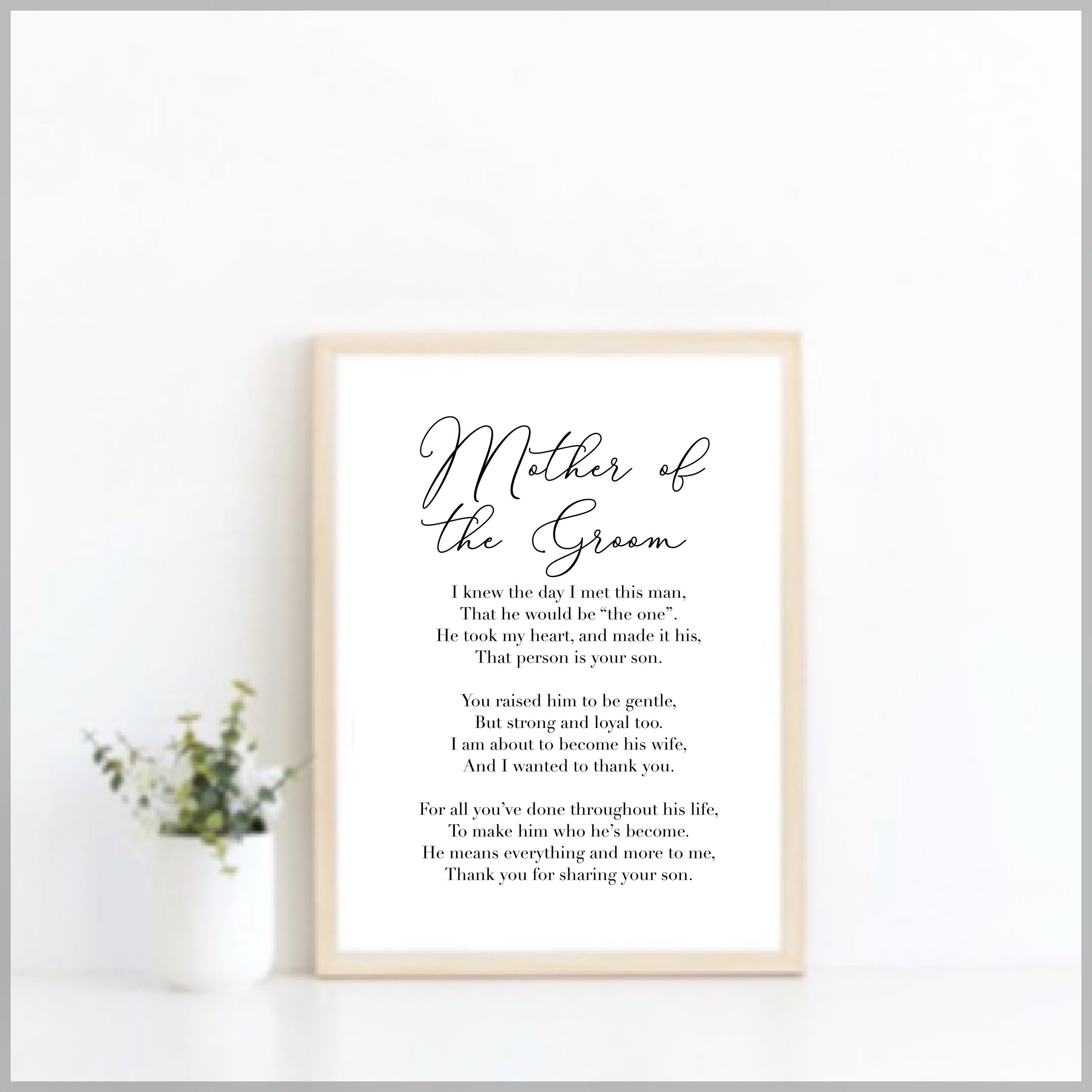 Mother Of The Groom Poem T Wedding Sentimental Print A4 Etsy Uk