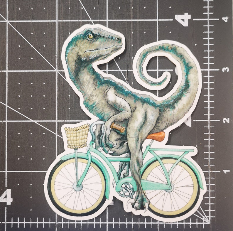 Velociraptor Sticker Vinyl Die-cut Dinosaur Raptor Riding a - Etsy