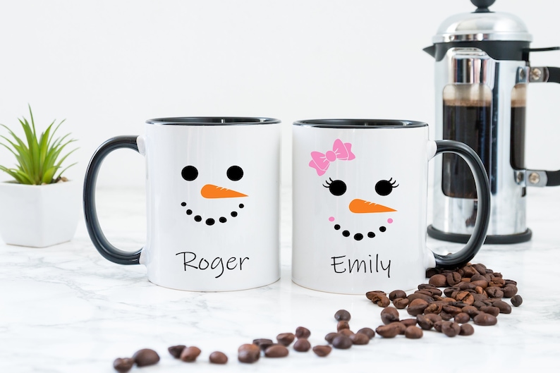 Snowman Mug Set Personalized Christmas Mugs Cute Christmas - Etsy