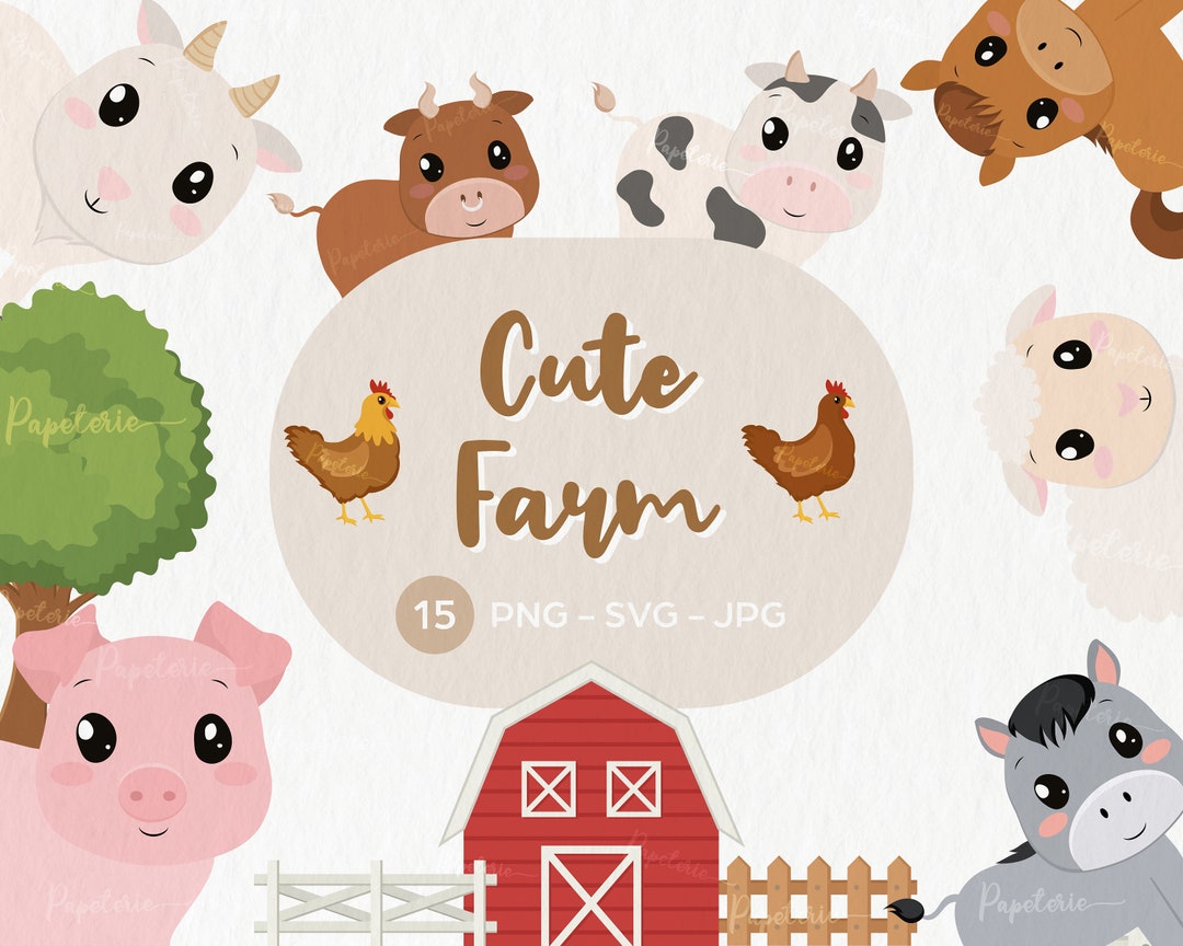 Cute Farm Animals Clipart, Animals SVG, Animals PNG, Farm Animals ...