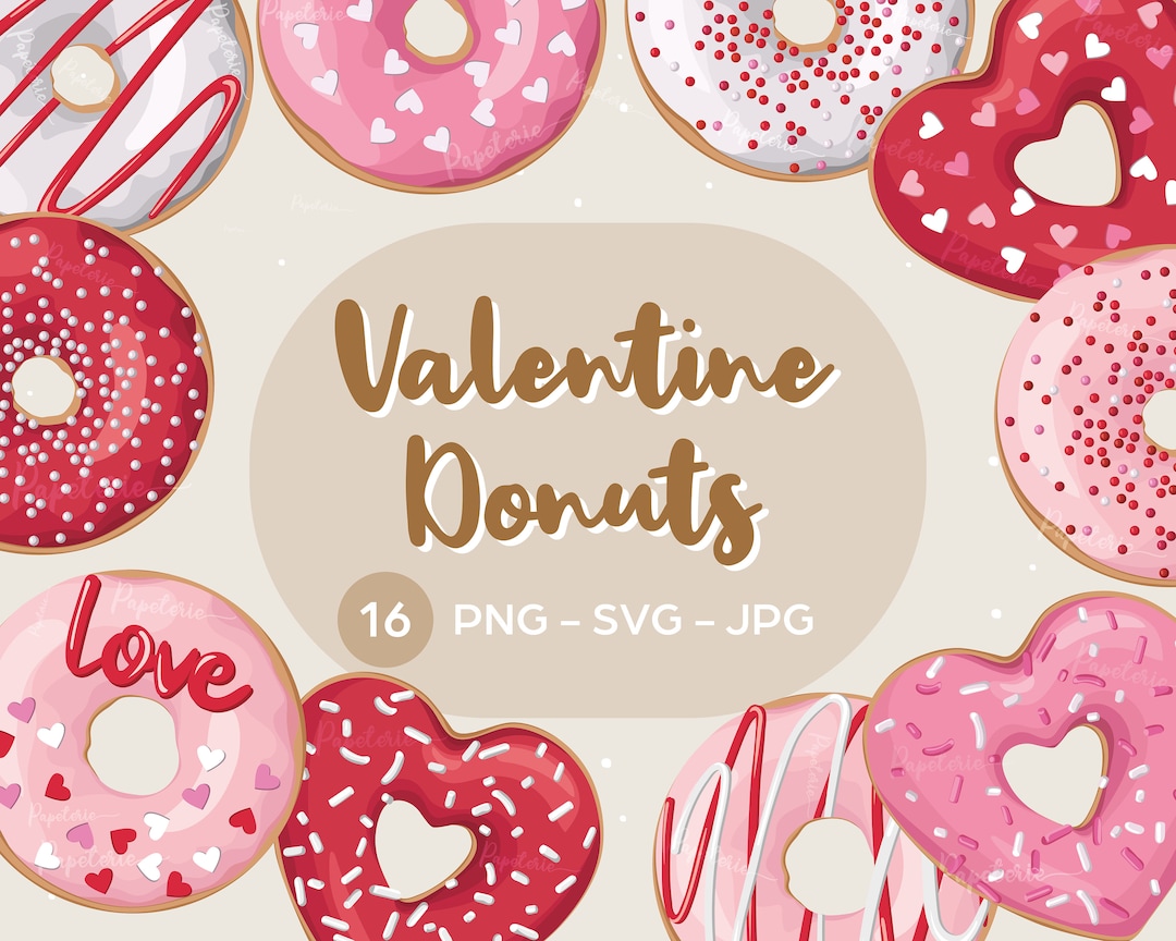 Valentines Clipart, Valentines SVG, Donut PNG, Watercolor Donut Clipart ...