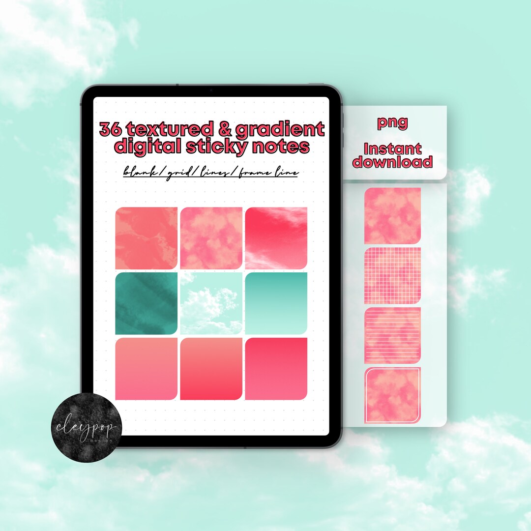 36 Digital Texture and Gradient Sticky Notes-transparent PNG, Pre ...