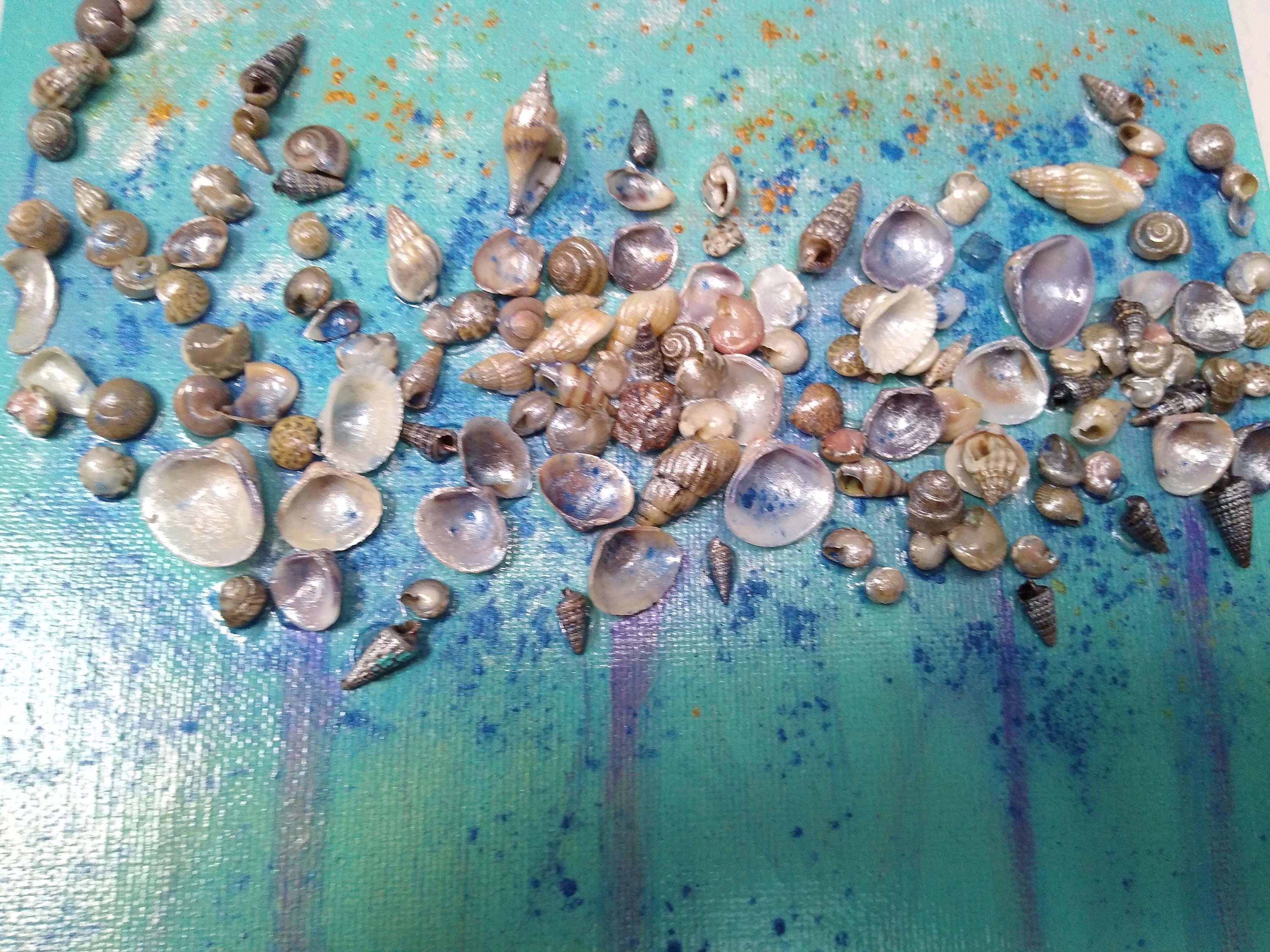 Contemporary Acrylic Painting With Seashells - Etsy