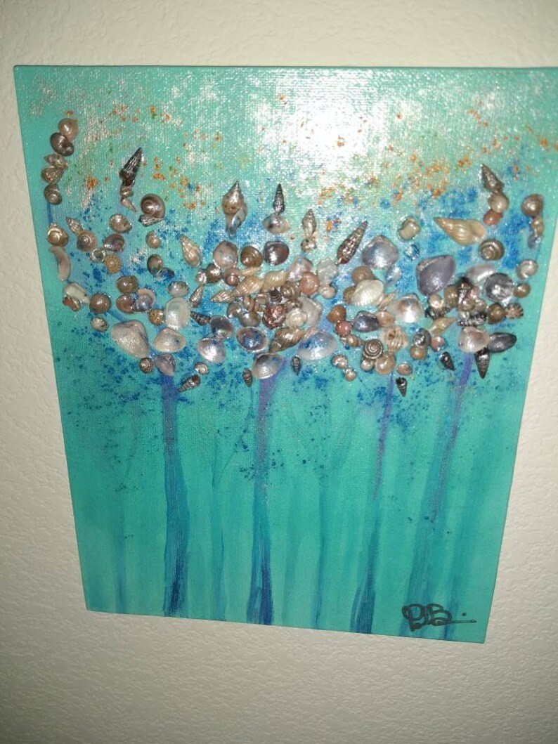 Contemporary Acrylic Painting With Seashells - Etsy