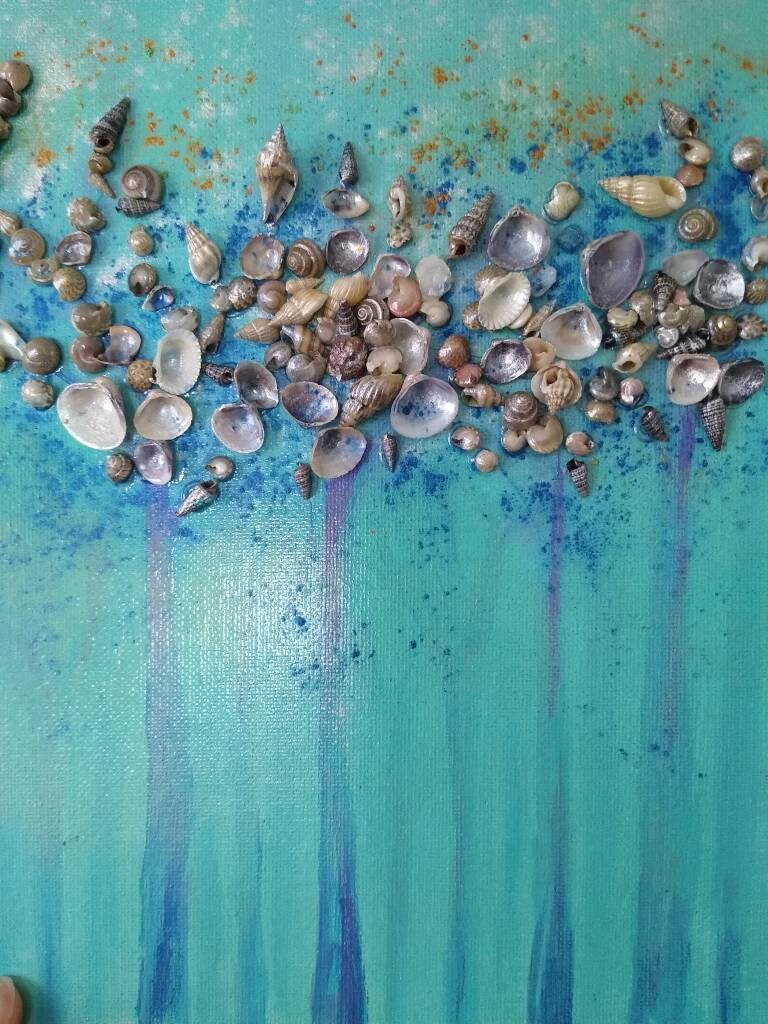 Contemporary Acrylic Painting With Seashells - Etsy