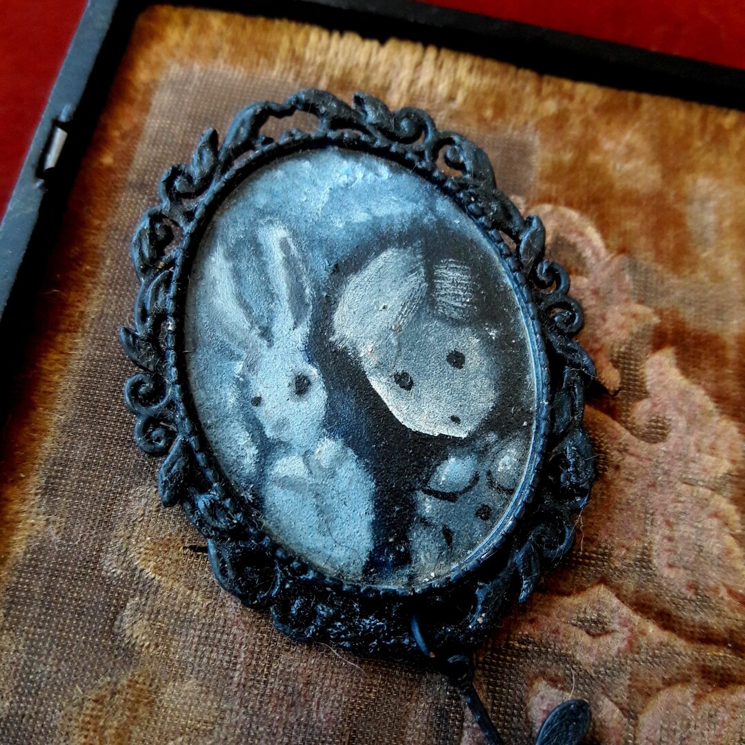 Hand Painted Lil Ghost Boy Brooch: Creepy Rabbit, Dragonfly Charm ...
