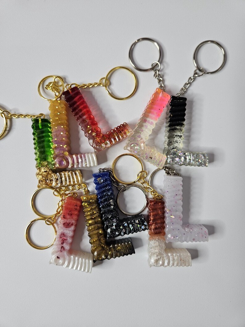 Ocean Wave Texture Alphabet Keychain – Resin Letter Keychain With Ocean ...