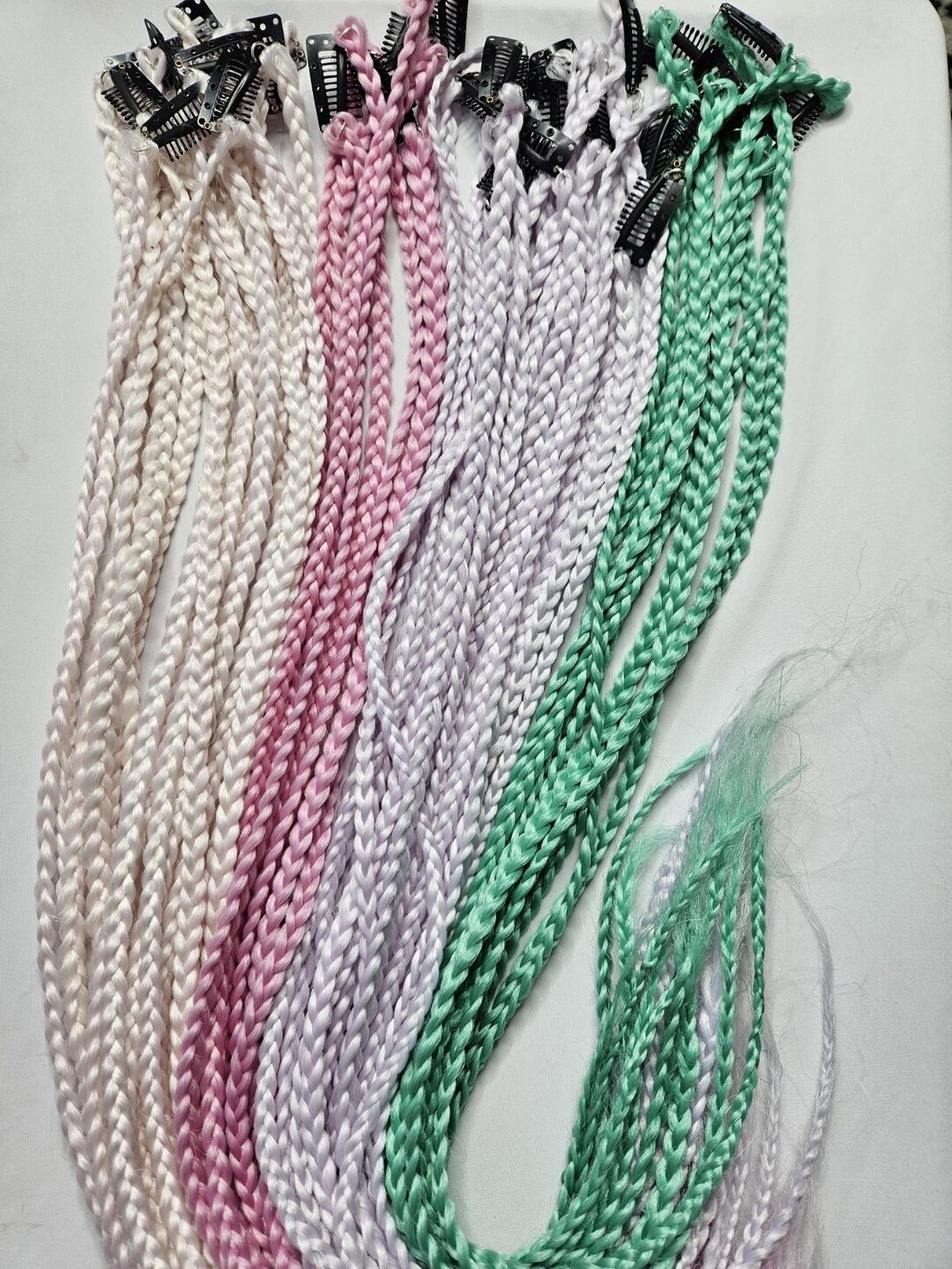 Color-changing Handmade Thermal Clip-in Braids – 24" Sun-activated Hair ...