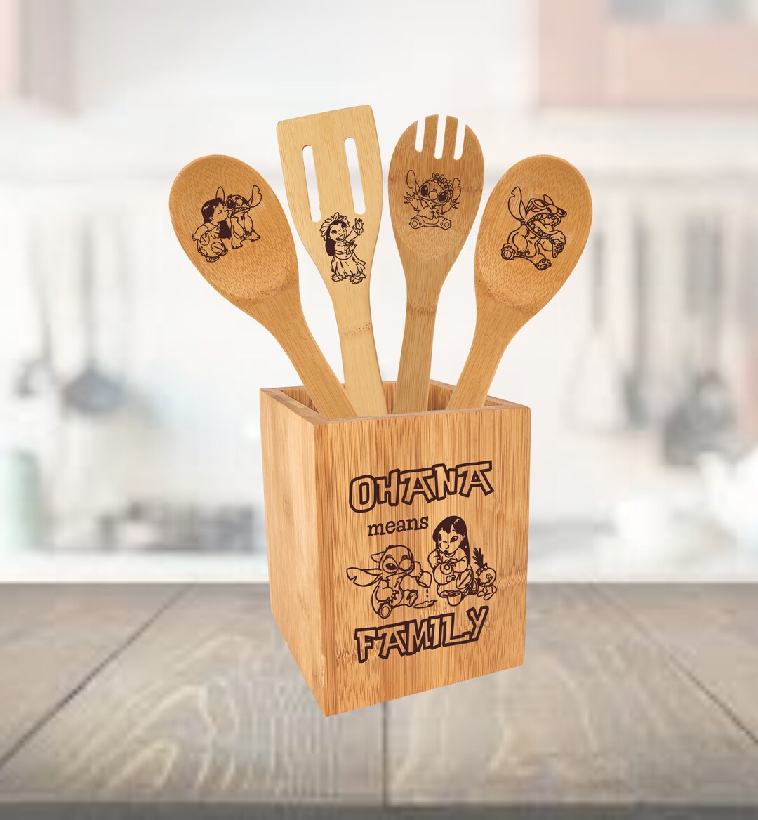 Lilo & Stitch Inspired Engraved Bamboo Utensil Set - Etsy