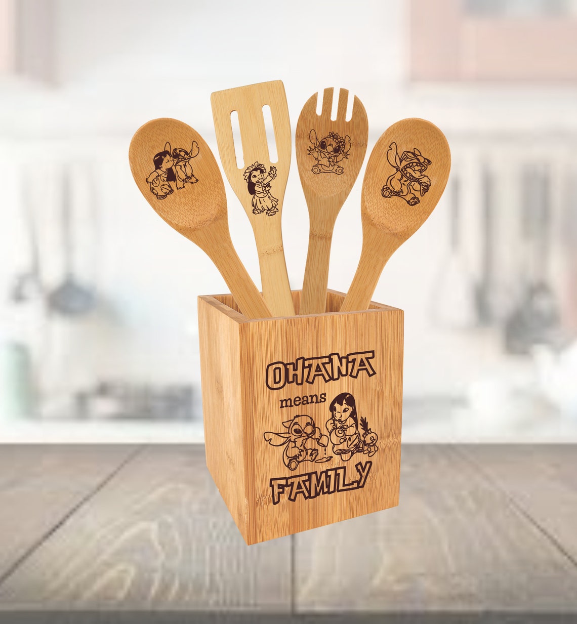 Lilo & Stitch Inspired Engraved Bamboo Utensil Set - Etsy