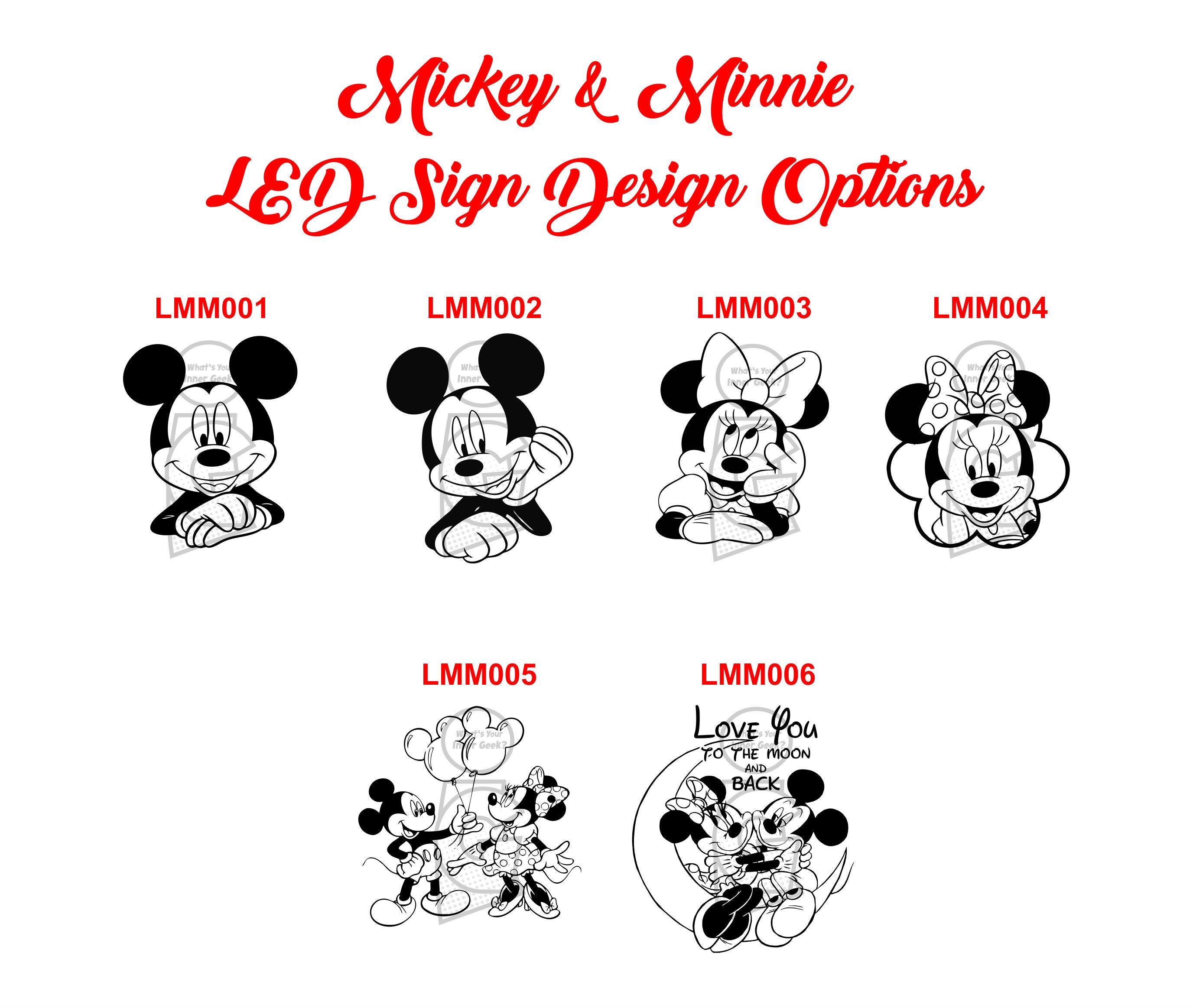 Mickey Mouse and Minnie Mouse Inspired Custom Engraved LED | Etsy