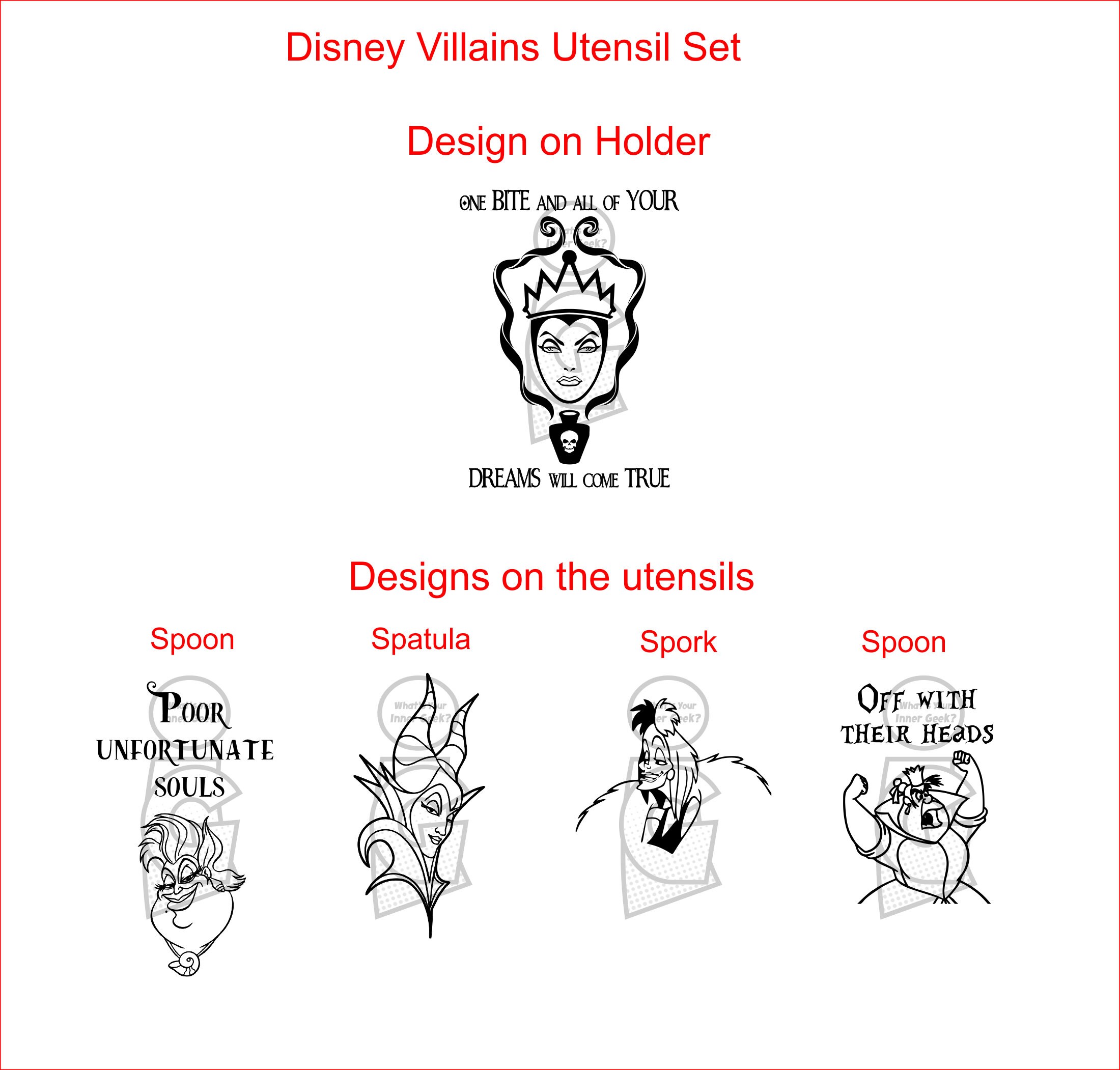 Disney Villains Engraved Bamboo Utensil Set - Etsy