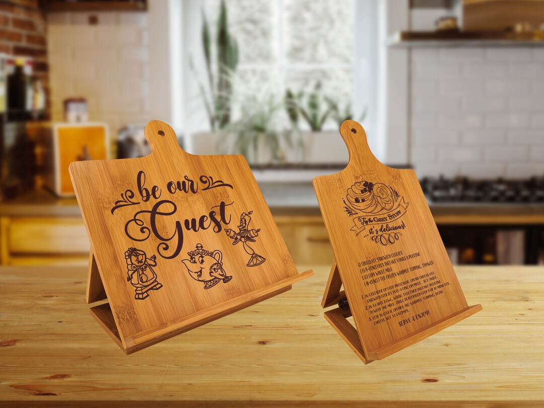 Beauty & the Beast Inspired Custom Engraved Bamboo Chef Cookbook Easel ...