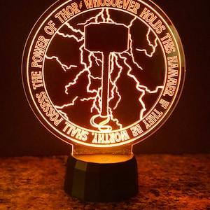 Power of Thor Mjolnir Marvel Avengers Custom Engraved LED Nightlight ...