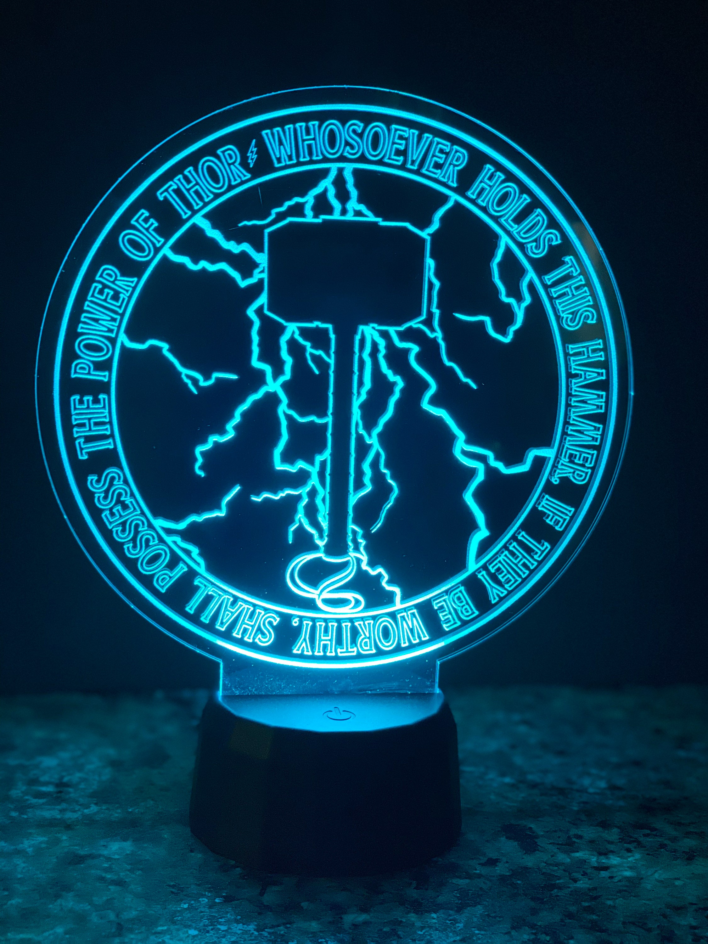 Power of Thor Mjolnir Marvel Avengers Custom Engraved LED Nightlight ...
