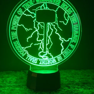 Power of Thor Mjolnir Marvel Avengers Custom Engraved LED Nightlight ...