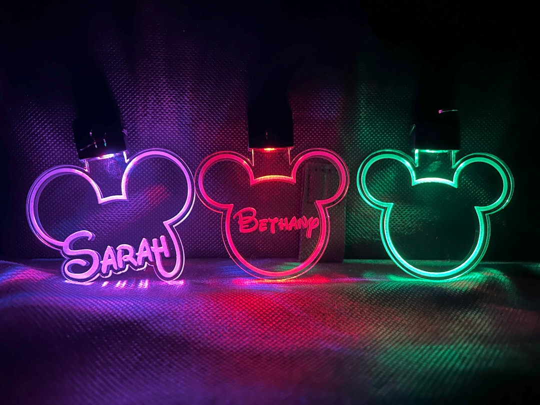 Mickey Mouse Inspired Custom Engraved LED Keychain/lanyard Charm - Etsy