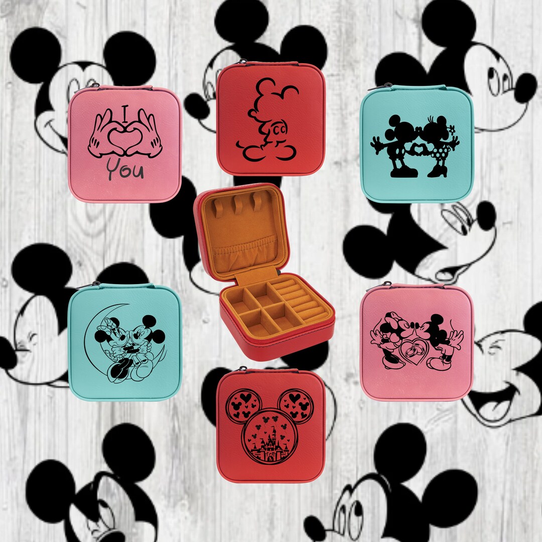 Mickey & Minnie Mouse Inspired Custom Engraved Leatherette - Etsy