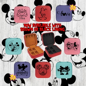 Mickey & Minnie Mouse Inspired Custom Engraved Leatherette Jewelry ...