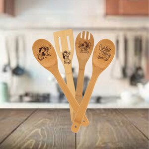 Lilo & Stitch Inspired Engraved Bamboo Utensil Set - Etsy