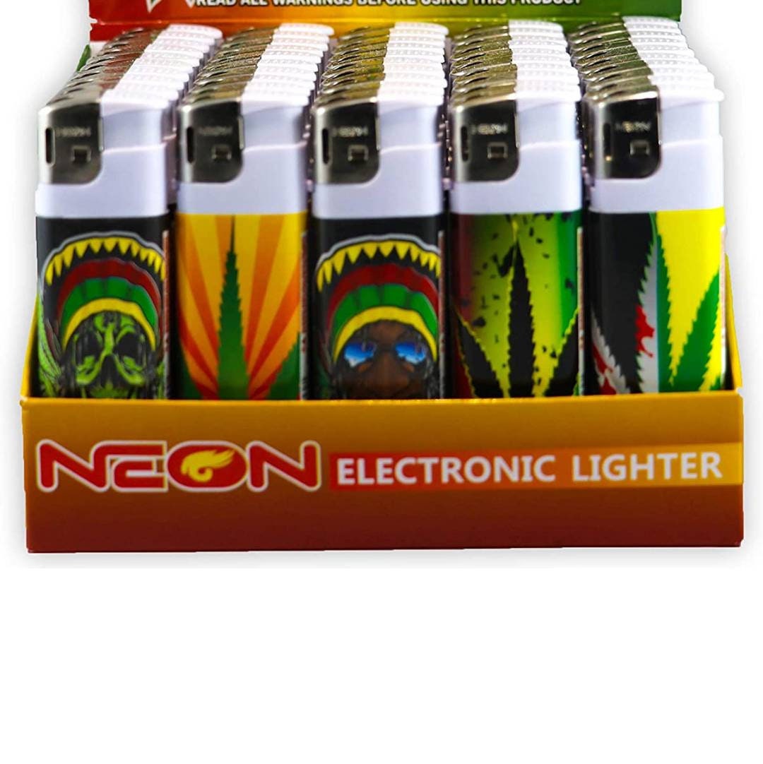 Rasta Neon Electronic Lighters: Special Edition, Adjustable Flame - Set ...