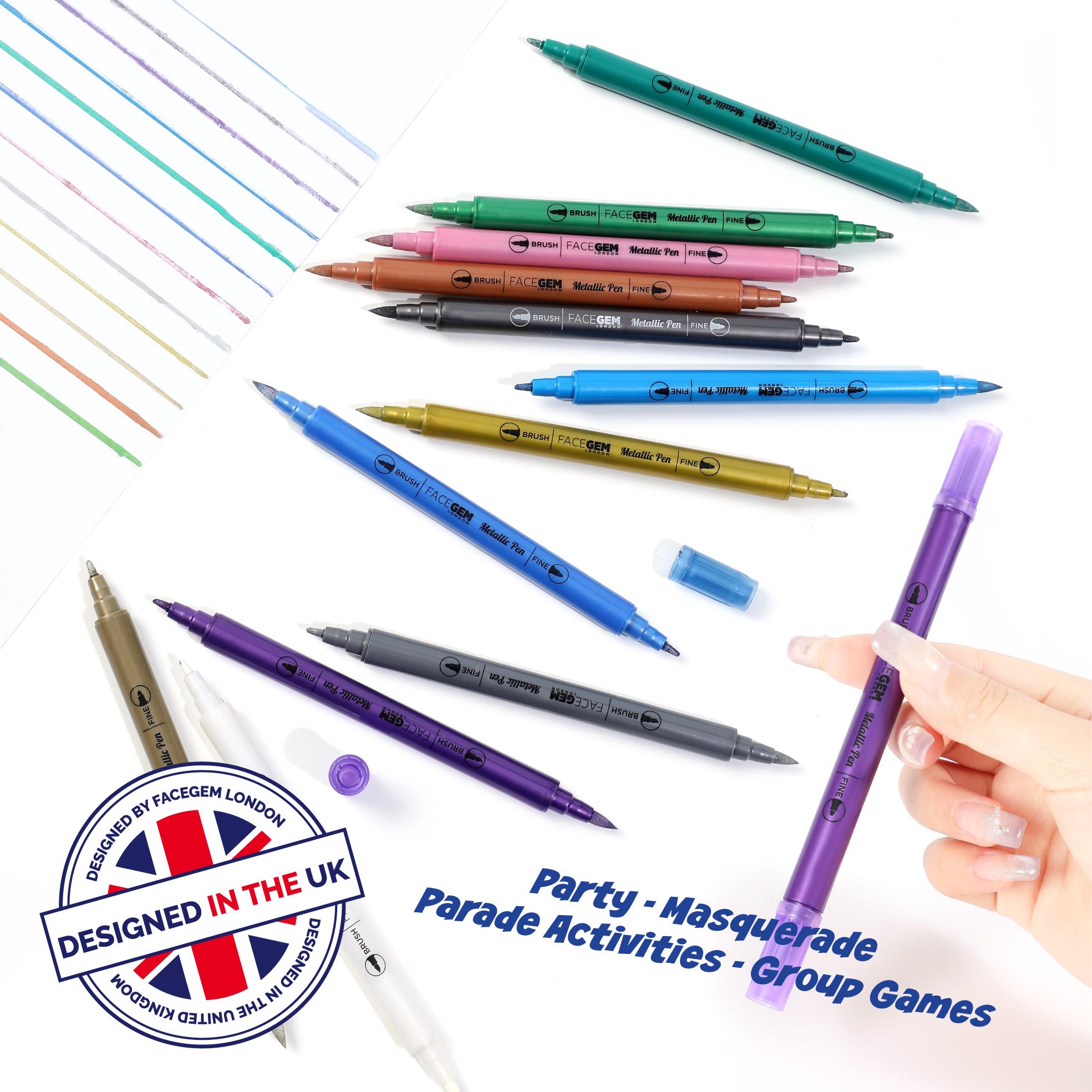 12 Metallic Temporary Tattoo Markers – Dual-tip Body Art Pens for Skin ...