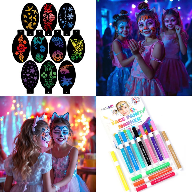 12 Colour Face Paint – Water-based – MESS FREE Face Painting Kit With ...