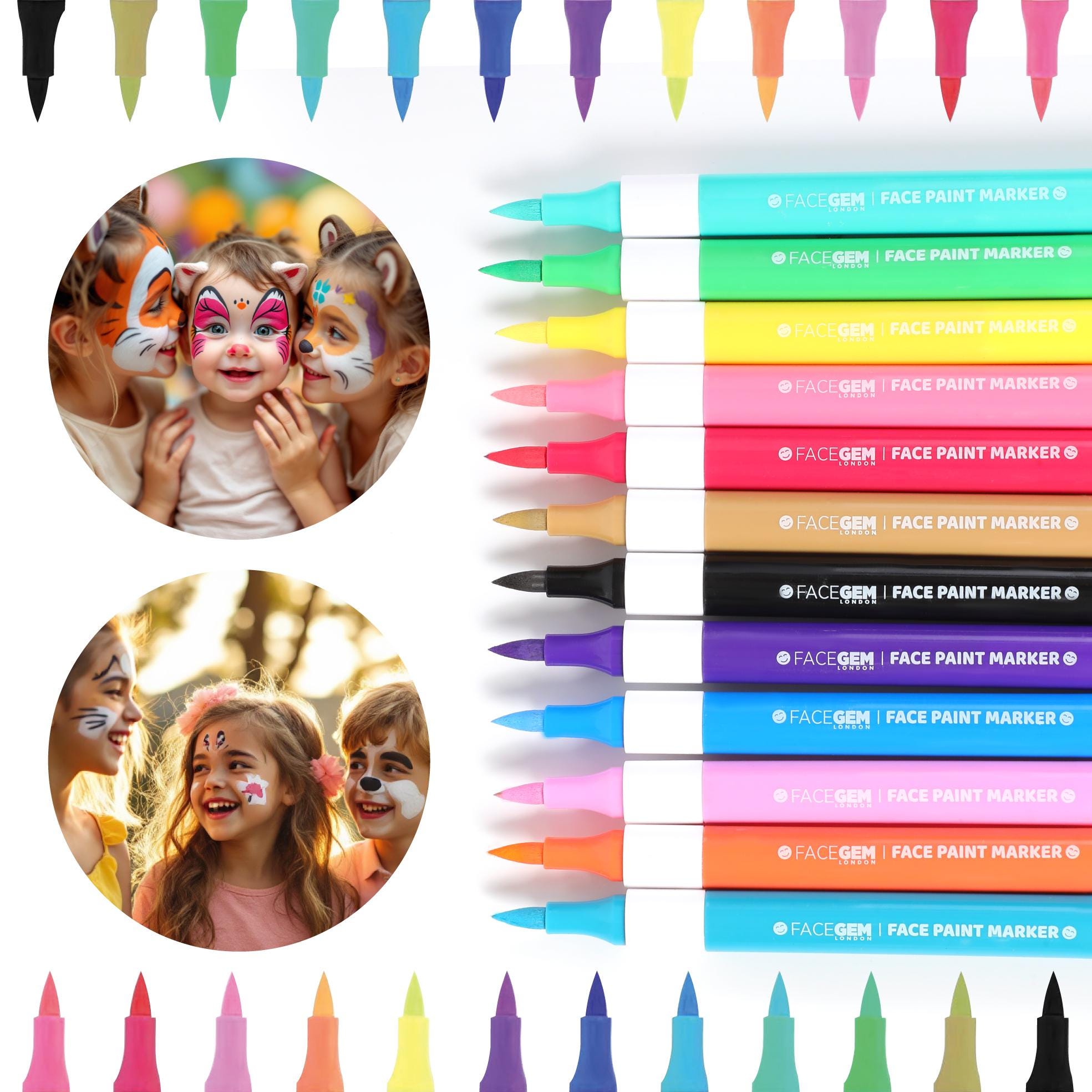 12 Colour Face Paint – Water-based – MESS FREE Face Painting Kit With ...