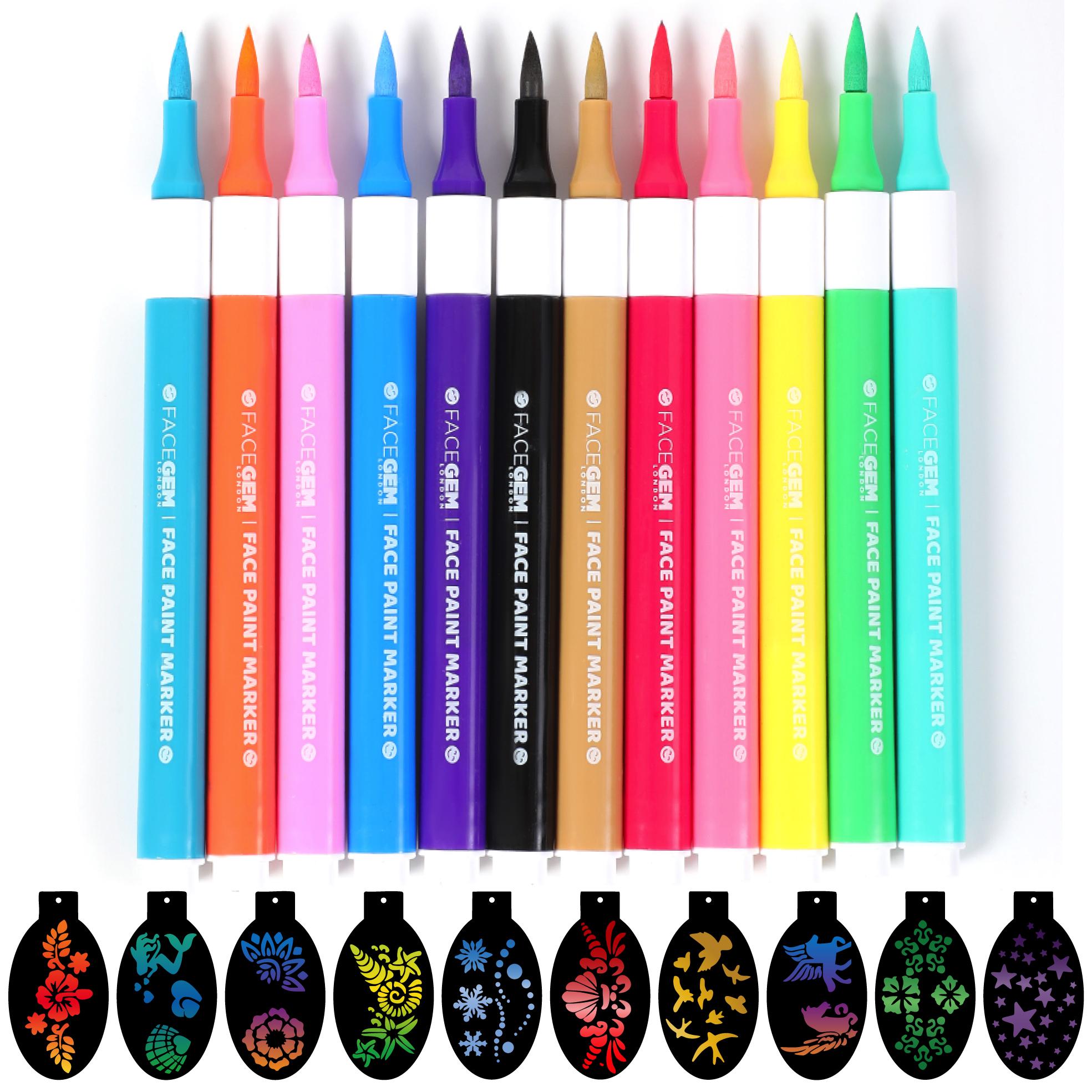 12 Colour Face Paint – Water-based – MESS FREE Face Painting Kit With ...